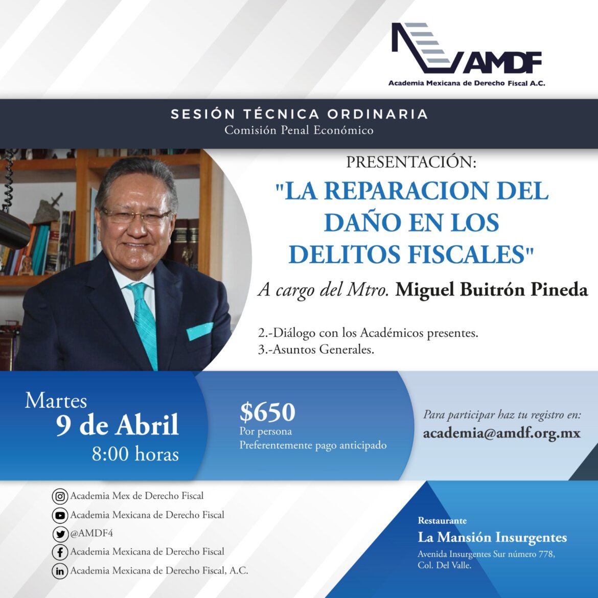 Sesión Técnica: La reparación del daño en los delitos fiscales" | AMDF